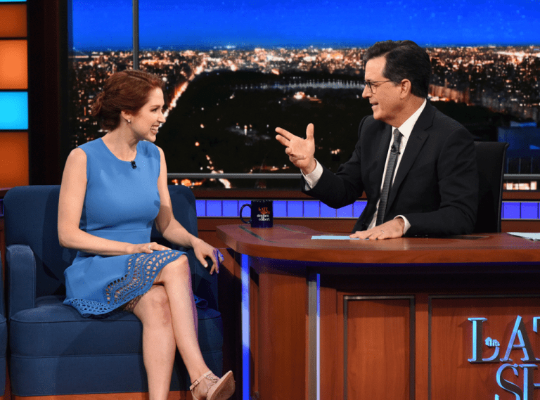 Making A Splash: Ellie Kemper Talks With Stephen Colbert About Her Son ...